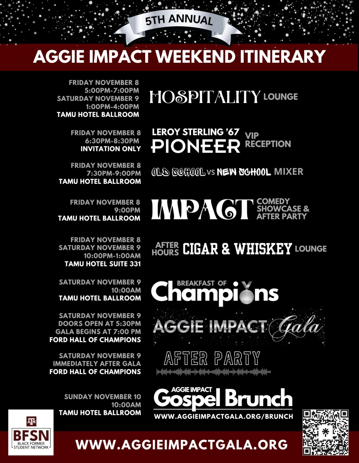 Gala Weekend Itinerary • Aggie Impact Gala • Texas A&M BFSN