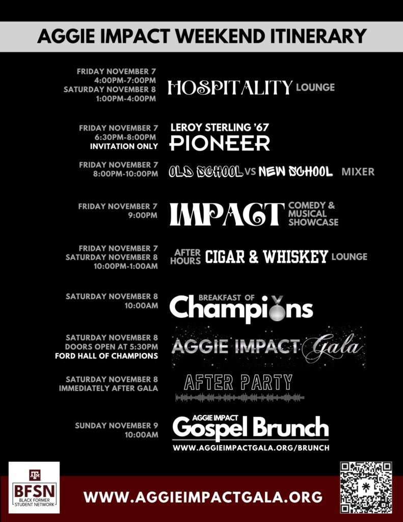 Gala Weekend Itinerary • Aggie Impact Gala • Texas A&M BFSN
